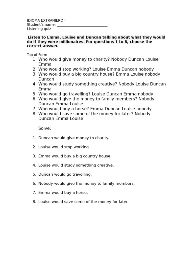 LISTENING QUIZ | PDF