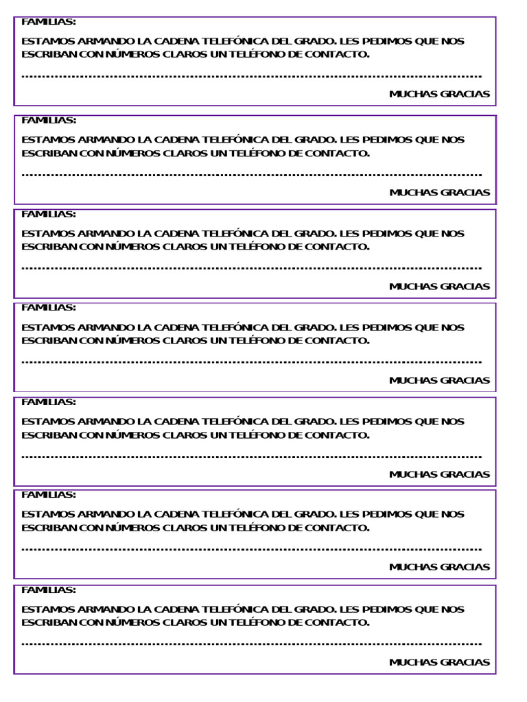 0. NOTA CADENA TELEFÓNICA | PDF