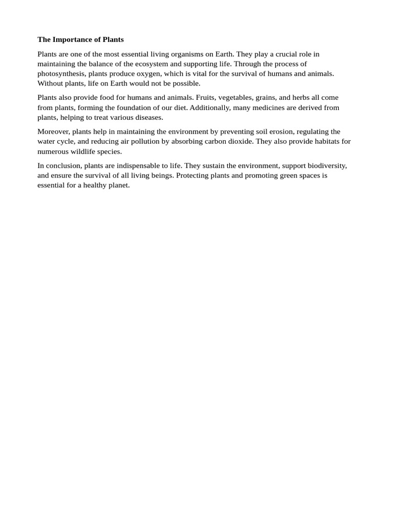 Essential Role of Plants in Ecosystems | PDF