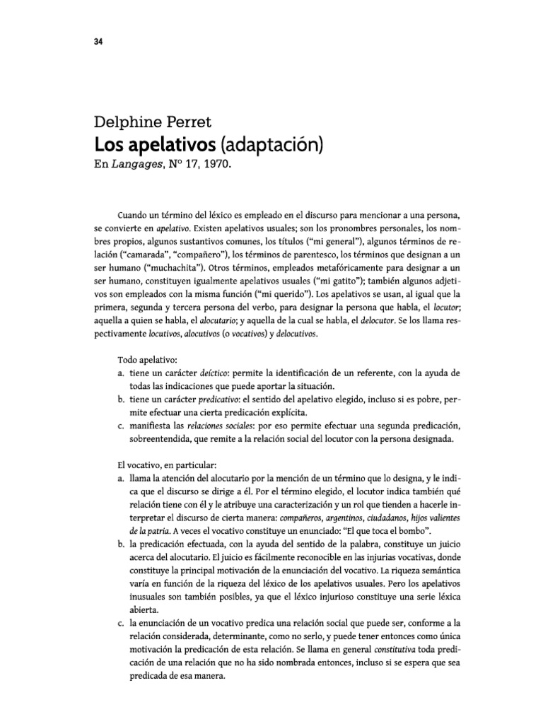 Perret. Los Apelativos | PDF
