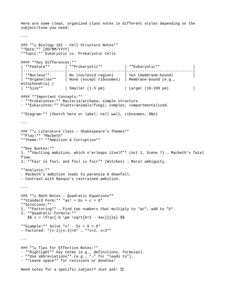 Notes From Class | PDF