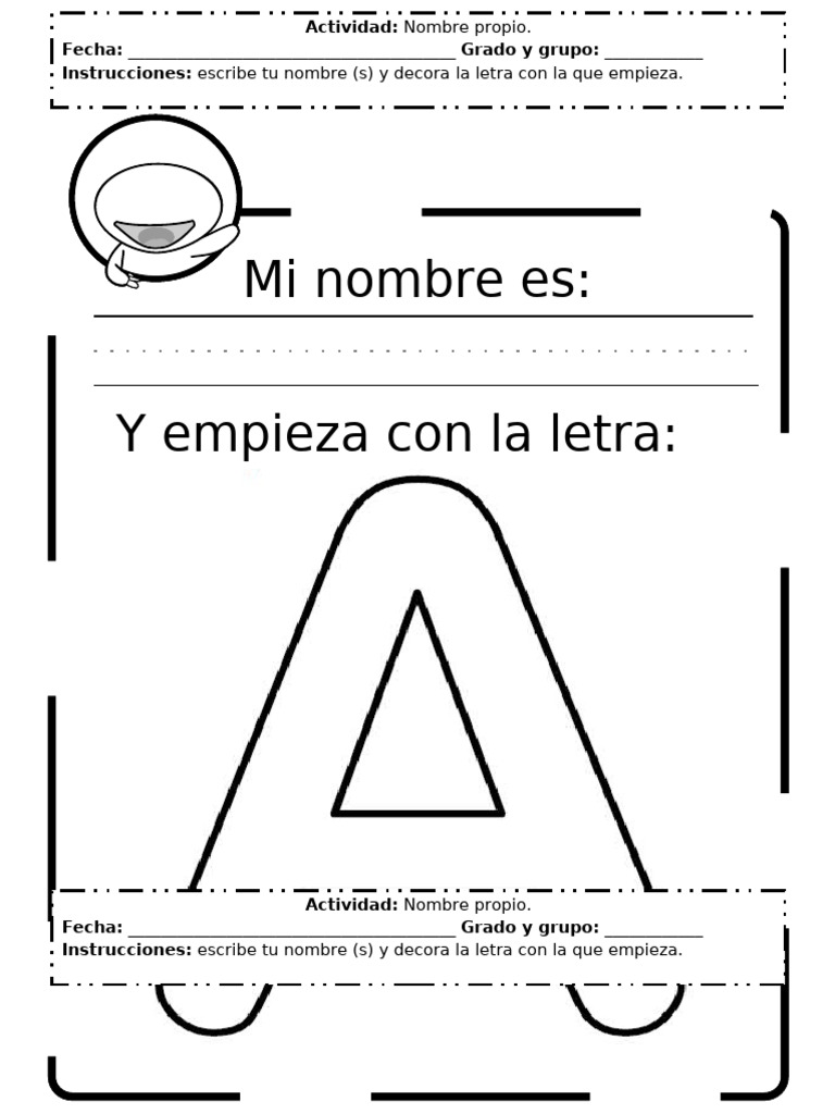 Actividad de Nombre Propio para Niños | PDF
