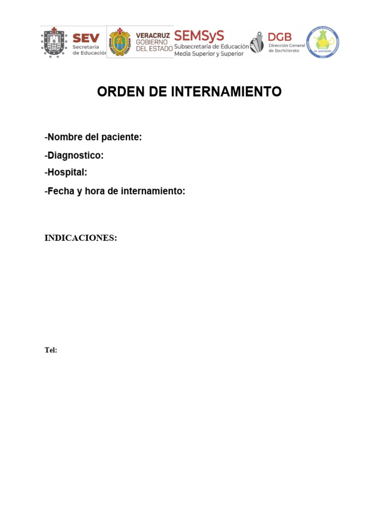 HOJA DE INTERNAMIENTO | PDF