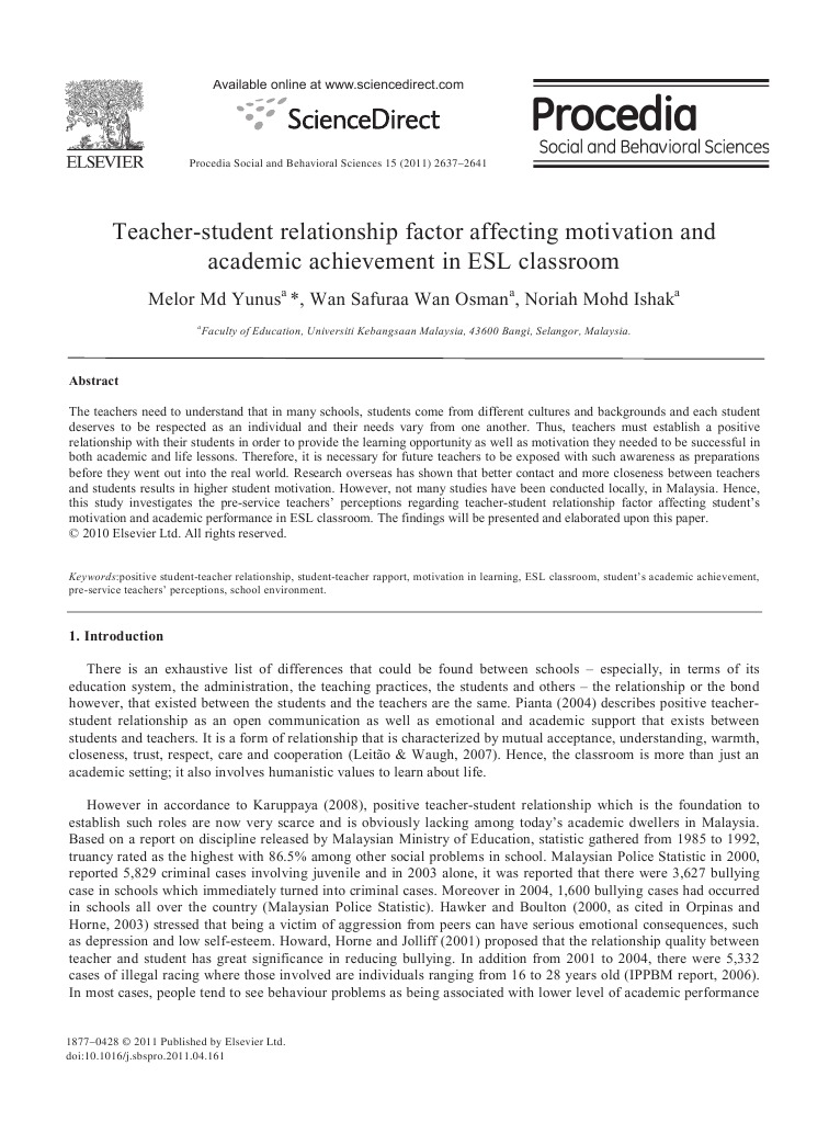 Teacher Students Relationship | PDF | English As A Second Or Foreign ...