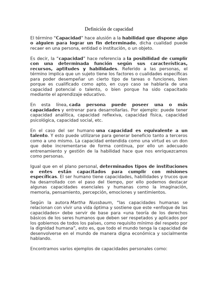 Definición de Capacidad | PDF | Institución | Toma de decisiones