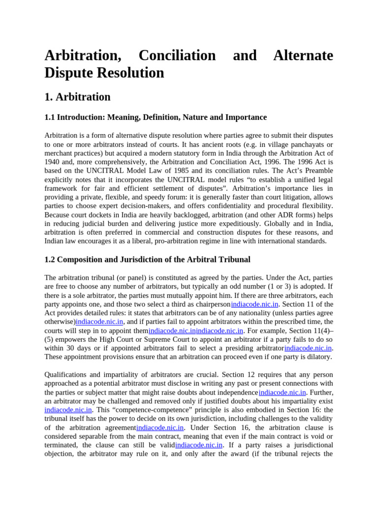 Arbitration and Conciliation Act Overview | PDF | Alternative Dispute ...
