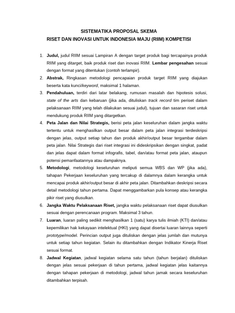 Panduan Proposal Riset RIIM 2025 | PDF