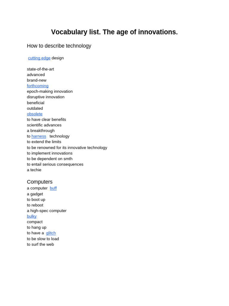 Vocabulary List | PDF