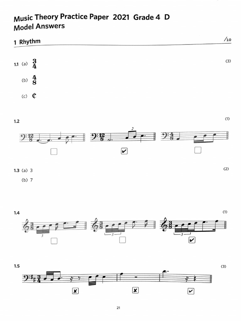 ABRSM Music Theory Practice Papers Answers 2021 21 | PDF