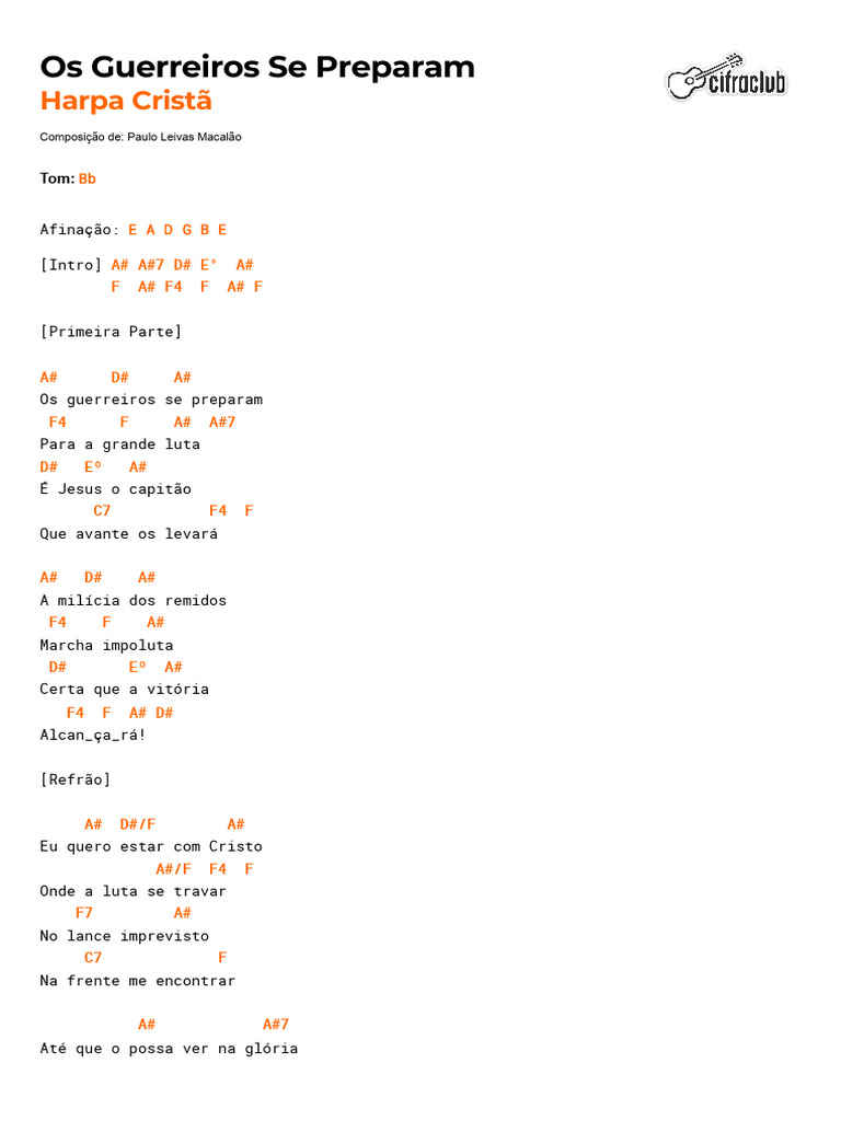 Cifra Club - Harpa Cristã - Os Guerreiros Se Preparam | PDF