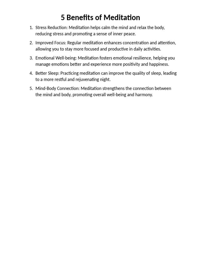 5 Benefits of Meditation | PDF