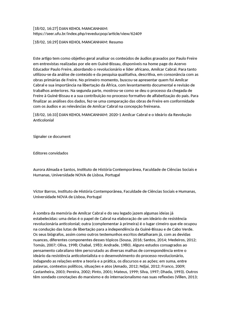 Documento Amilcat Cabral | PDF | Science | Portugal