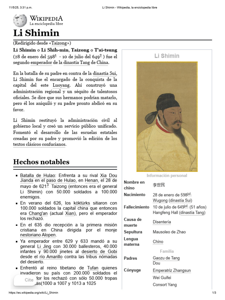 Li Shimin | PDF | dinastía Tang