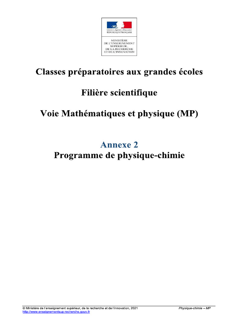 Physique Chimie MP | PDF