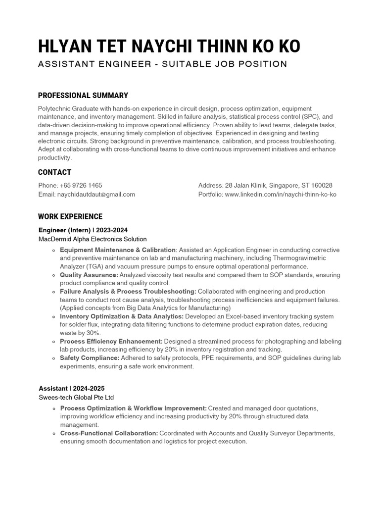 Electrical Engineer (Resume) | PDF | Circuit Design | Engineering