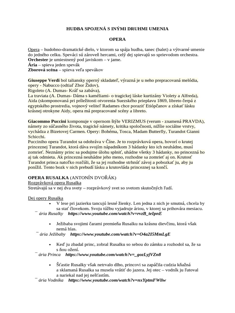 Opera, Opereta, Balet, Muzikál | PDF