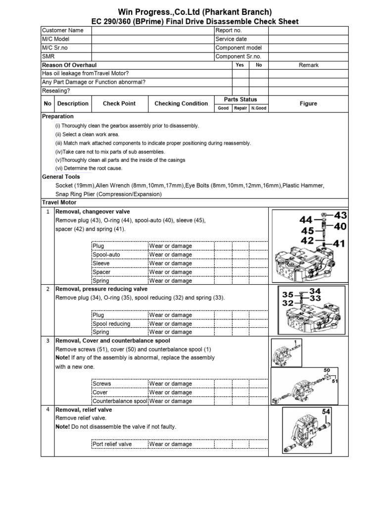290,360BP Final Drive Disass | PDF | Gear | Valve