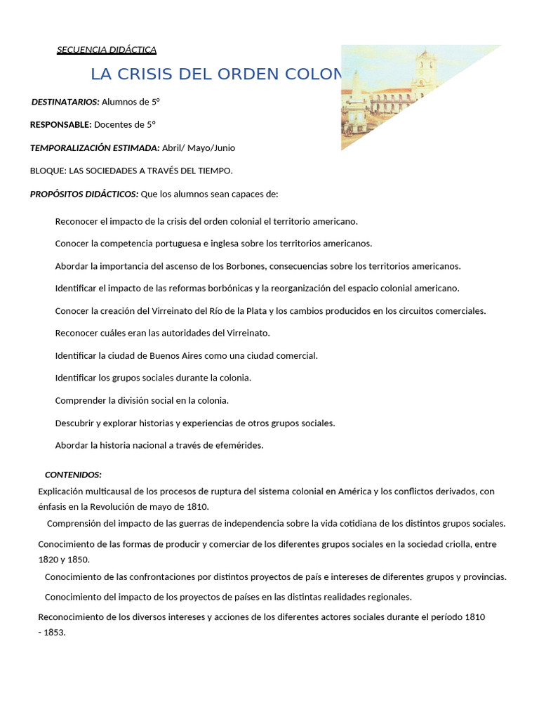 Comparto 'SD La Crisis Del Orden Colonial Primera Parte 5to 2023 ...