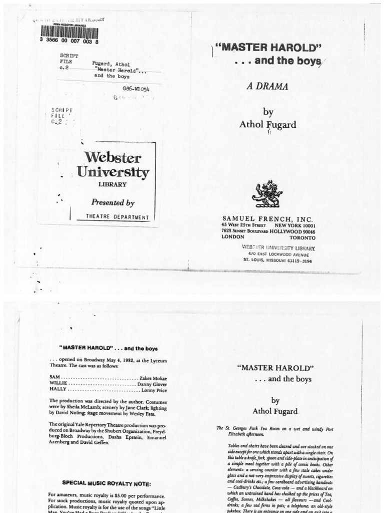 Master Harold and The Boys by Fugard | PDF