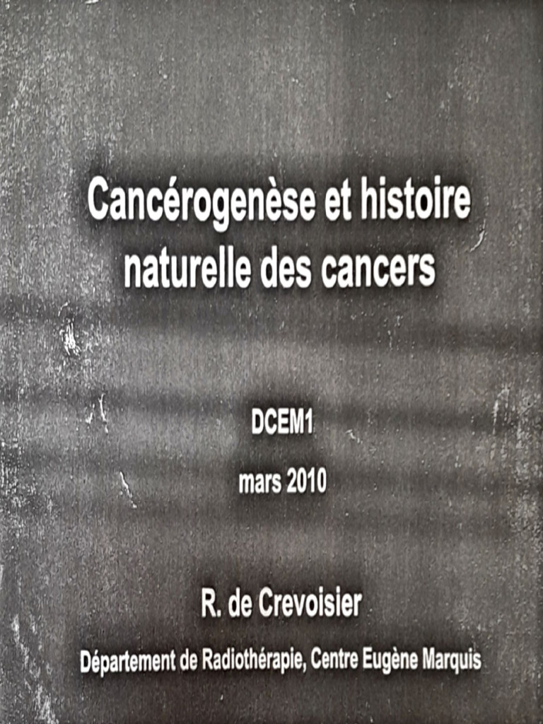 Cancérologie Et Histoire Naturelle Des Cancers DSG | PDF