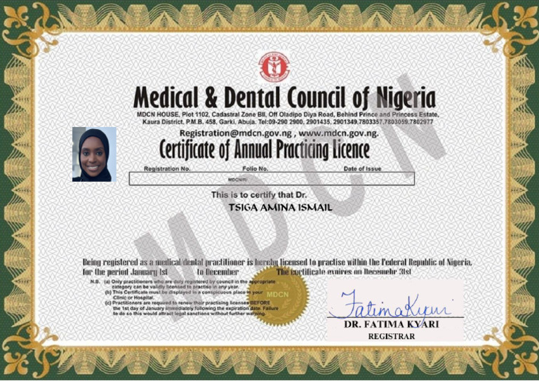Amina Ismail's Medical Degree Details | PDF
