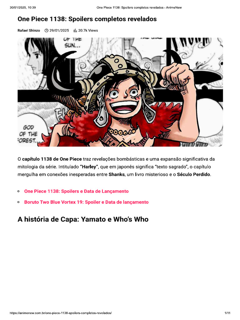 One Piece 1138 Spoilers Completo Do Manga | PDF