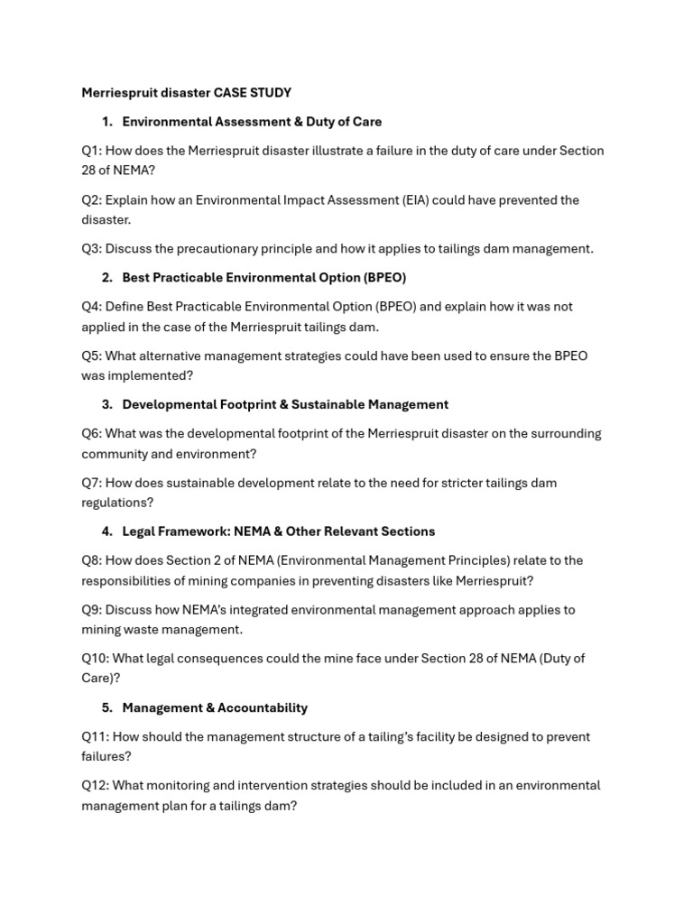 Merriespruit Case Questions | PDF