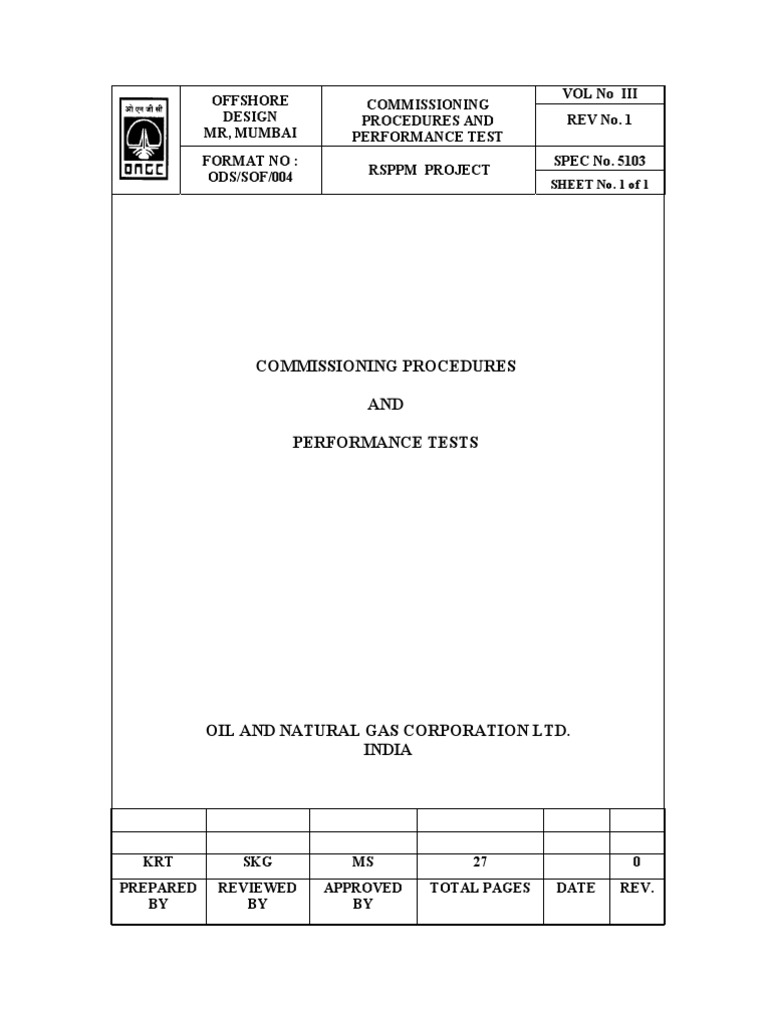 ONGC Commissioning Procedures | PDF | Specification (Technical Standard ...