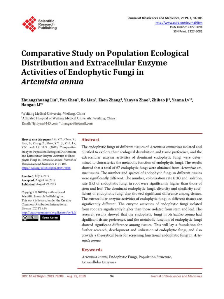 Comparative Study On Population Ecological Distrib | PDF | Fungus | Biology