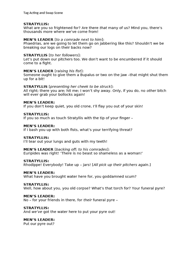 Tag and Swap Acting Scene | PDF