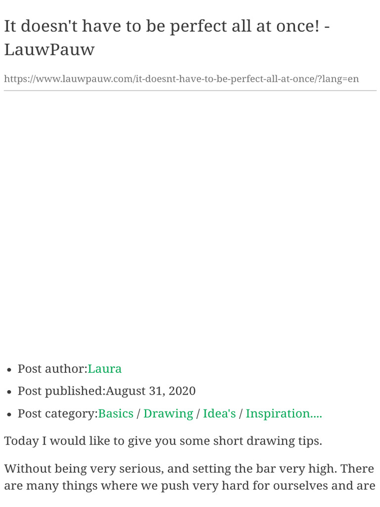 It Doesn't Have To Be Perfect All at Once! - LauwP+ | PDF | Thought