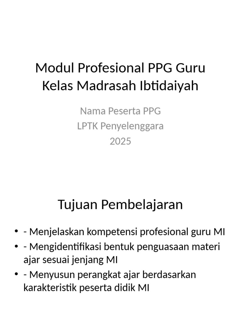 Modul PPG Profesional Guru Kelas MI 2025 | PDF