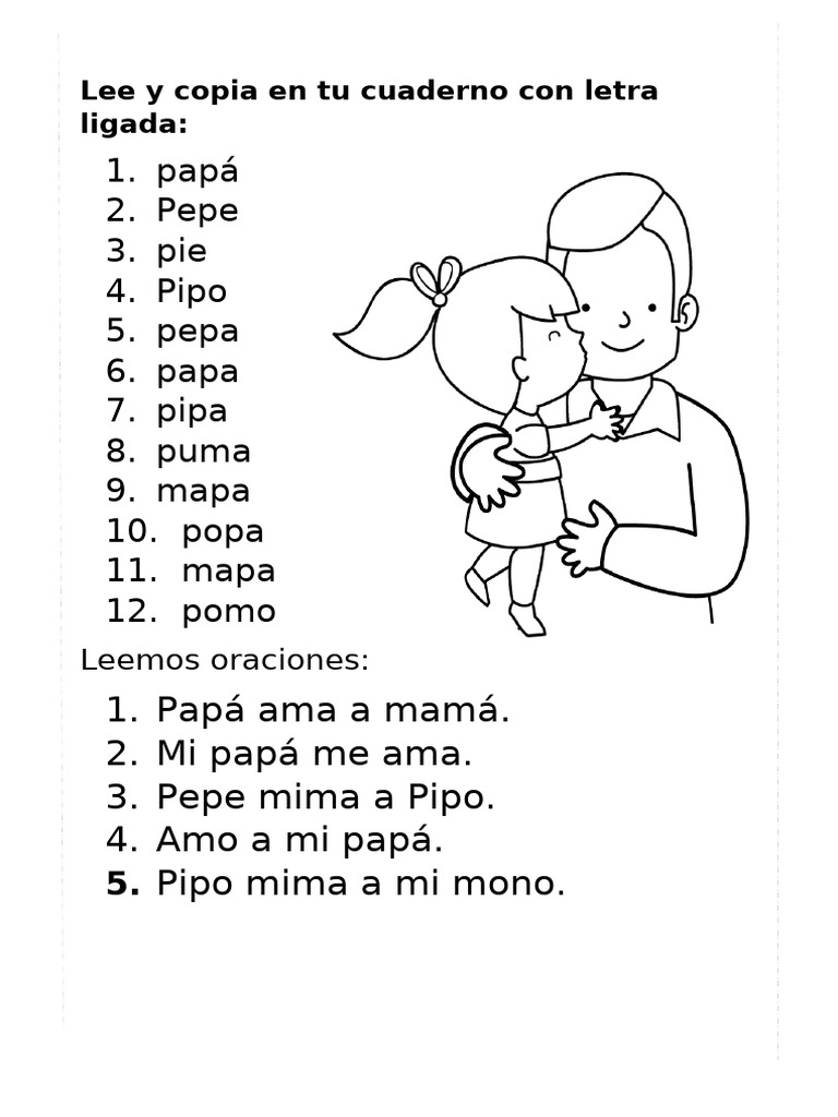 Lee y copia oraciones con letra ligada | PDF