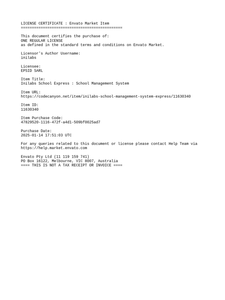 Inilabs School Management System Express License | PDF