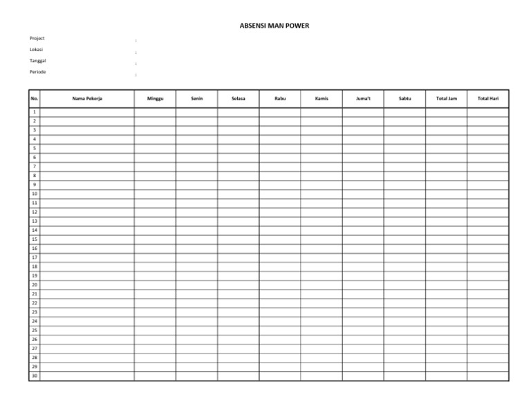Absensi Pekerja | PDF