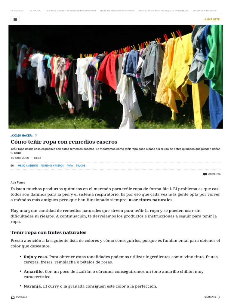 Cómo Teñir Ropa Con Remedios Caseros | PDF | Textiles | Lavadora