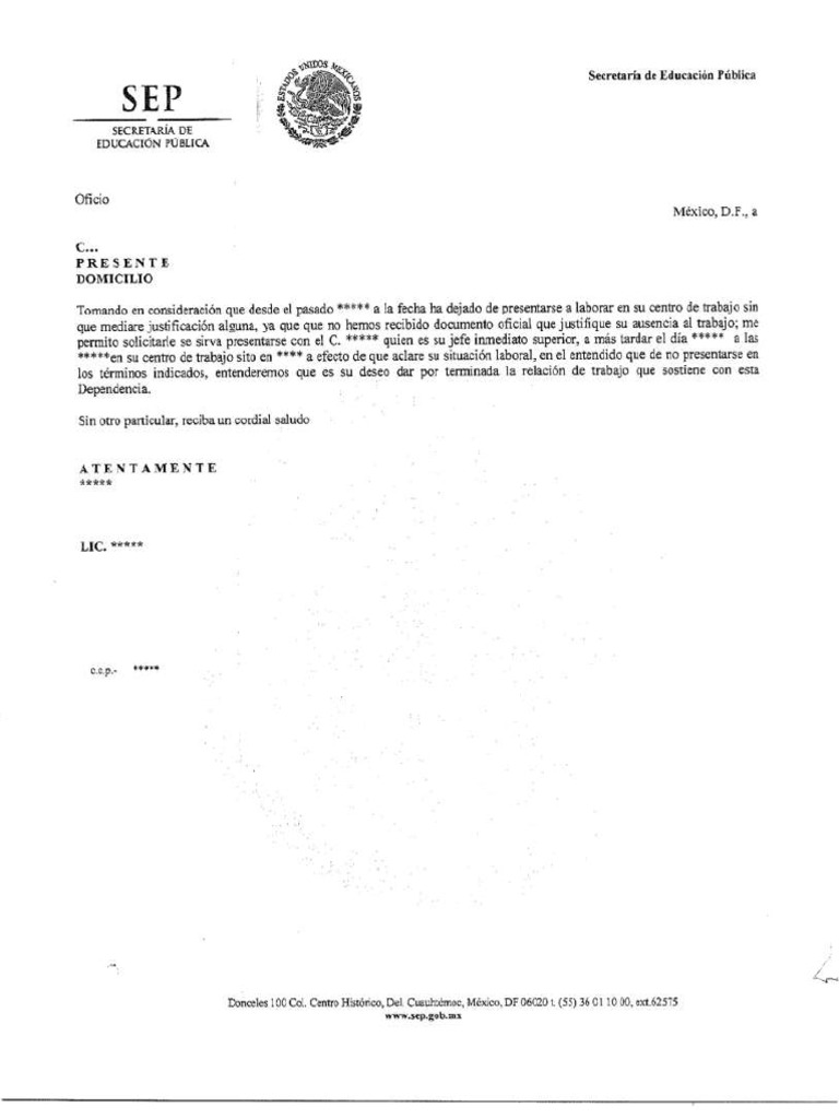 Formatos de Oficio y de Acta de Abandono Cbtis 9 Campeche PDF | PDF