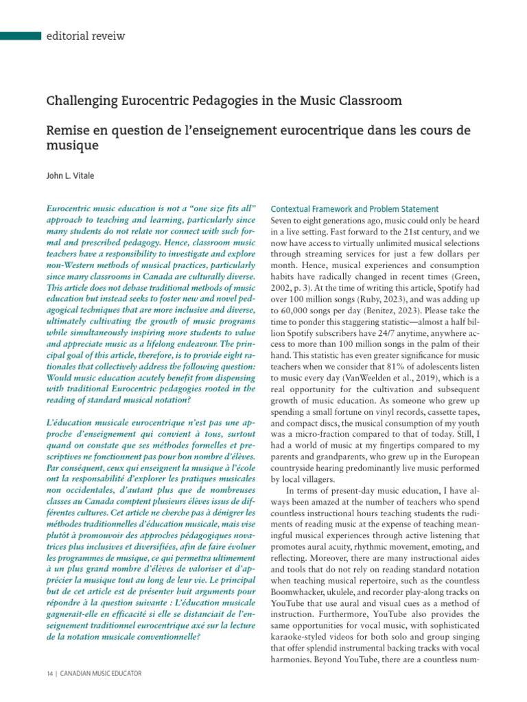 Challenging Eurocentric Pedagogies in The Music Classroom | PDF ...