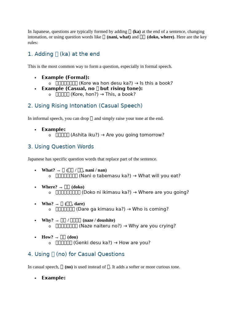 Rules in Japanese Question | PDF