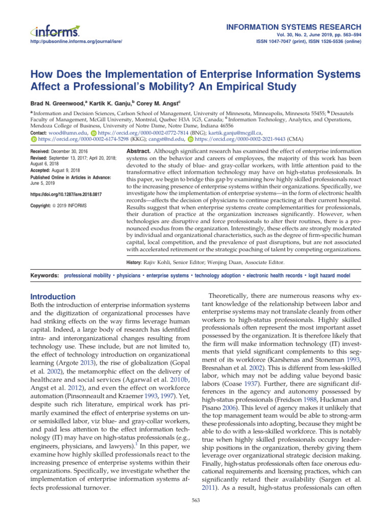 How Does the Implementation of Enterprise Information Systems | PDF ...