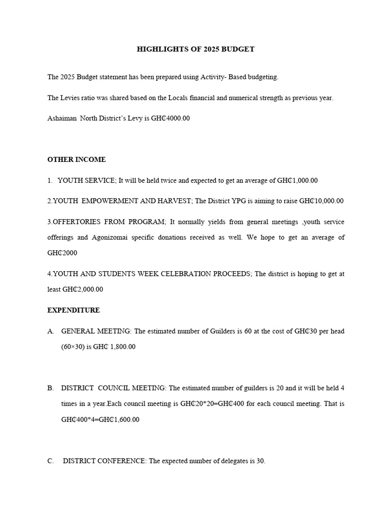 Highlights of 2025 Budget | PDF