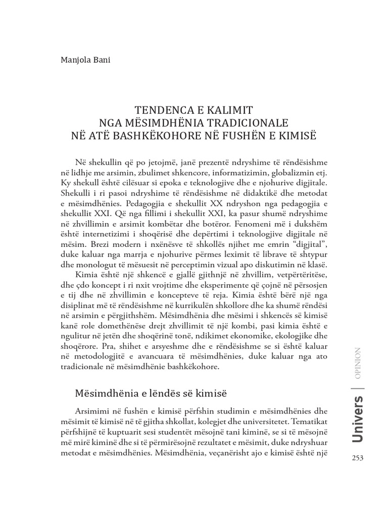 Tendenca e Kalimit Nga Mesimdhenia Tradi | PDF