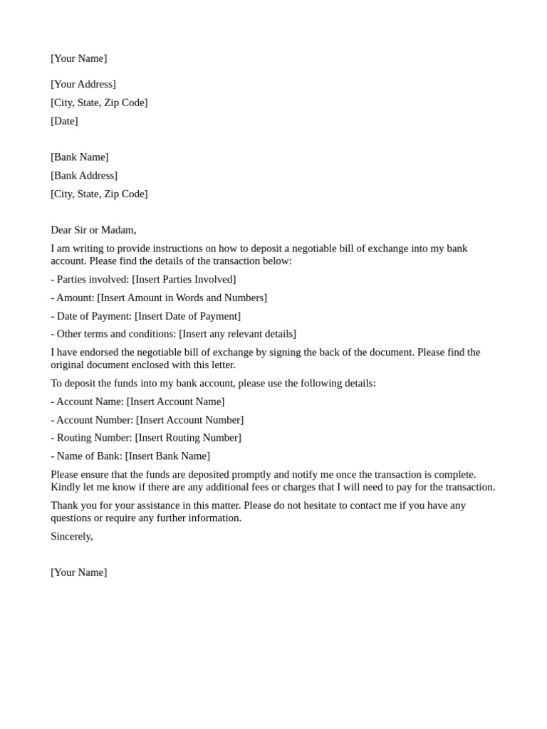 BOE Letter For Bank Deposit | PDF