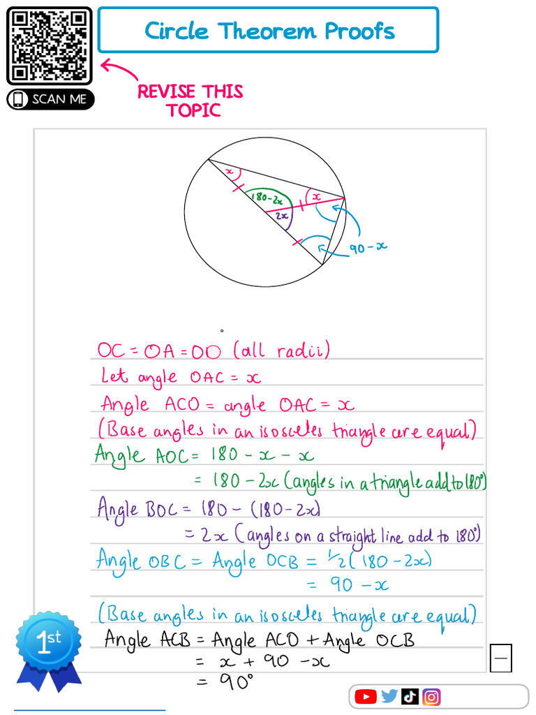 Circle Theorem Proofs AQA Solutions | PDF | Circle | Angle