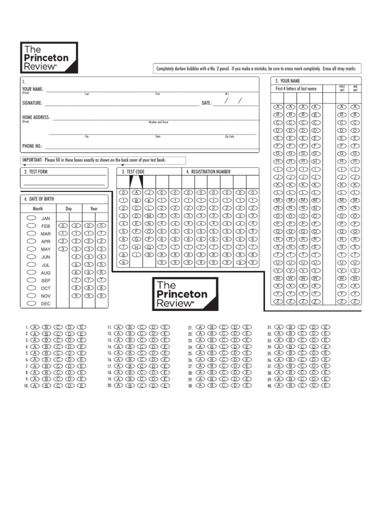 AP Comp Sci A 8E Bubble Sheet | PDF