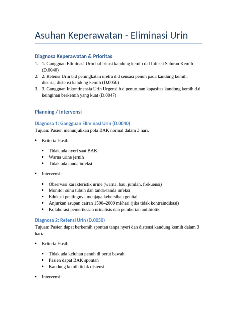 ASKep Eliminasi Urin ERNA Updated | PDF