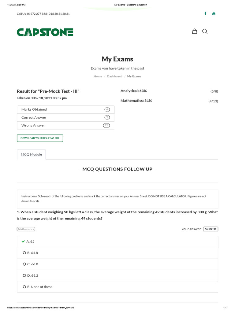 My Exams - Capstone Education5 | PDF | Interest | Multiple Choice