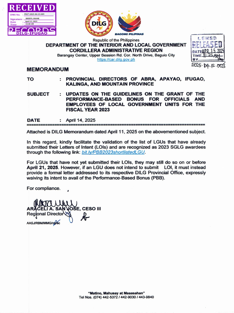 2025 04 15 003 MEMO Re UPDATES ON THE GUIDELINES O - 250416 - 181956 | PDF