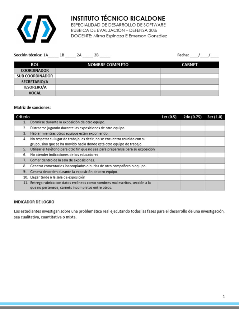 Rubrica Del 30 - PTC | PDF | Informática