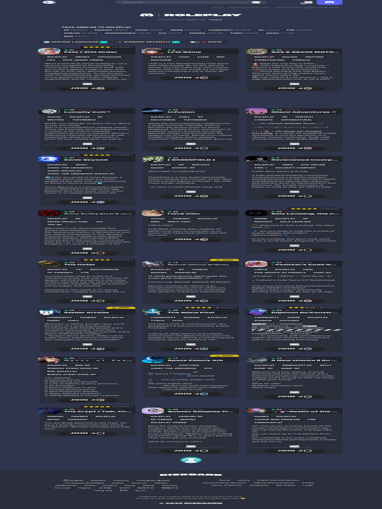 Discord servers tagged with Roleplay DISBOARD 5 | PDF